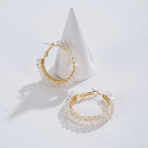Jewelry | New Rhinestone Gold Hoops | Poshmark